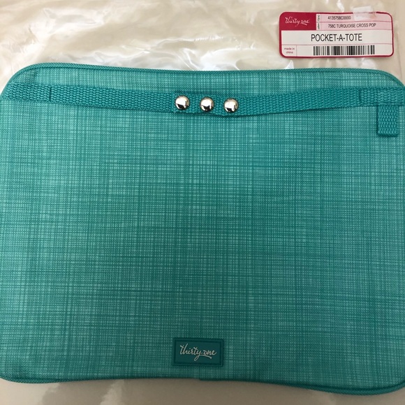 thirty-one | Bags | Thirty One Pocket A Tote Turquoise Cross Pop Nip ...